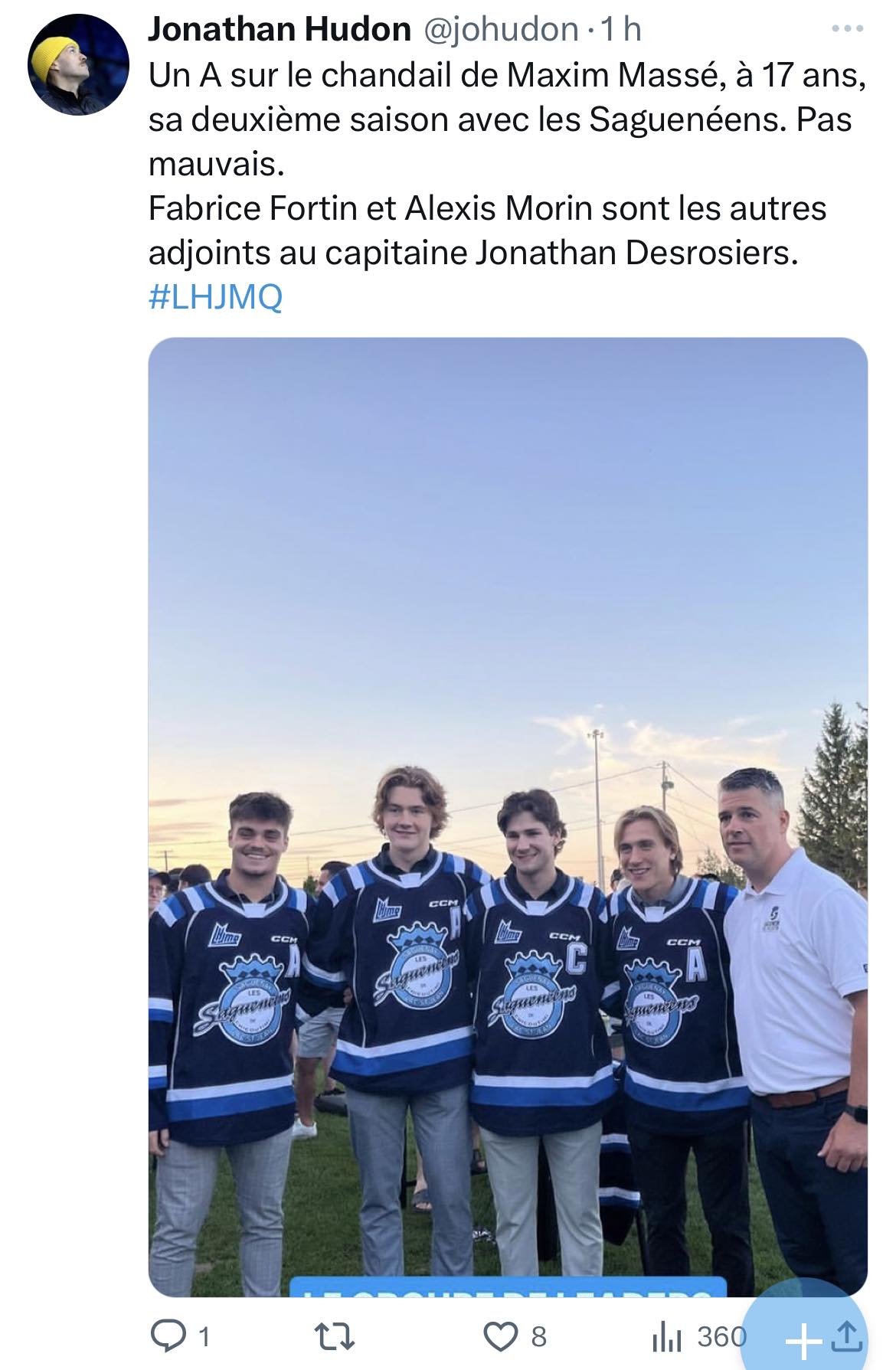 Maxim Massé nommé assistant-capitaine des Saguenéens | Journal Le Soir