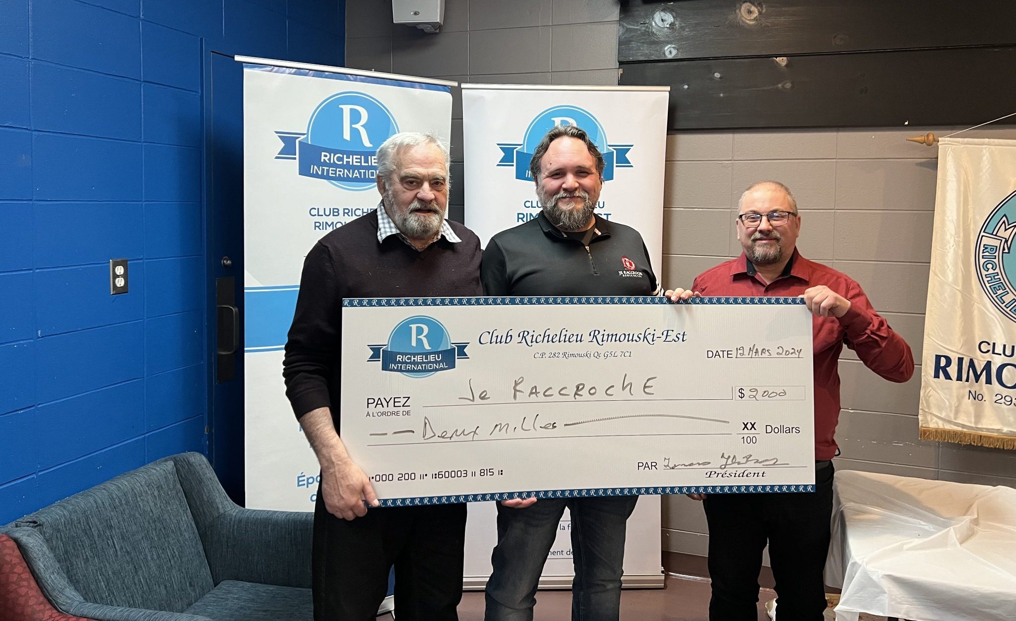 Club Richelieu de Rimouski-Est : 2 000 $ offerts à Je Raccroche ...
