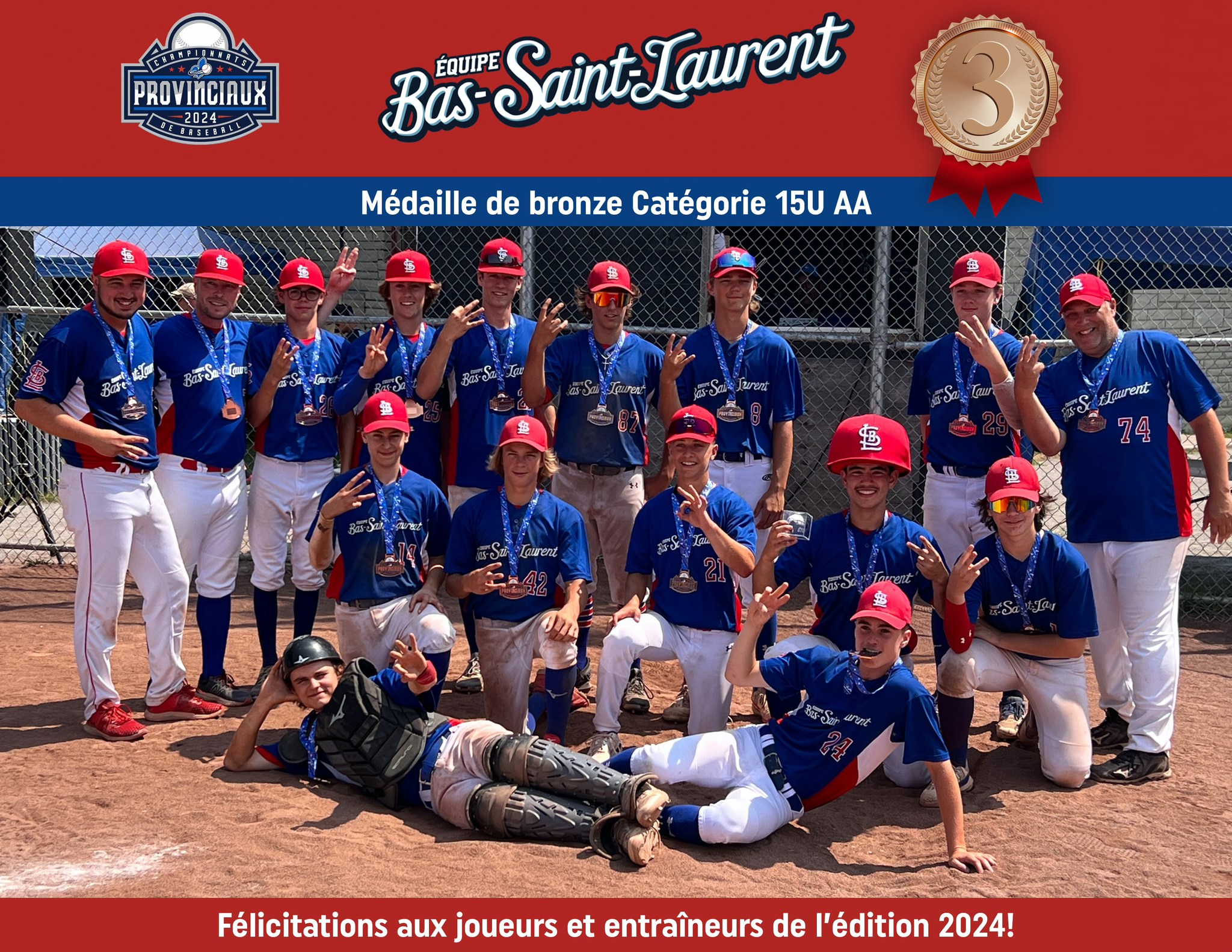 Baseball : le bronze pour les 15U AA | Journal Le Soir